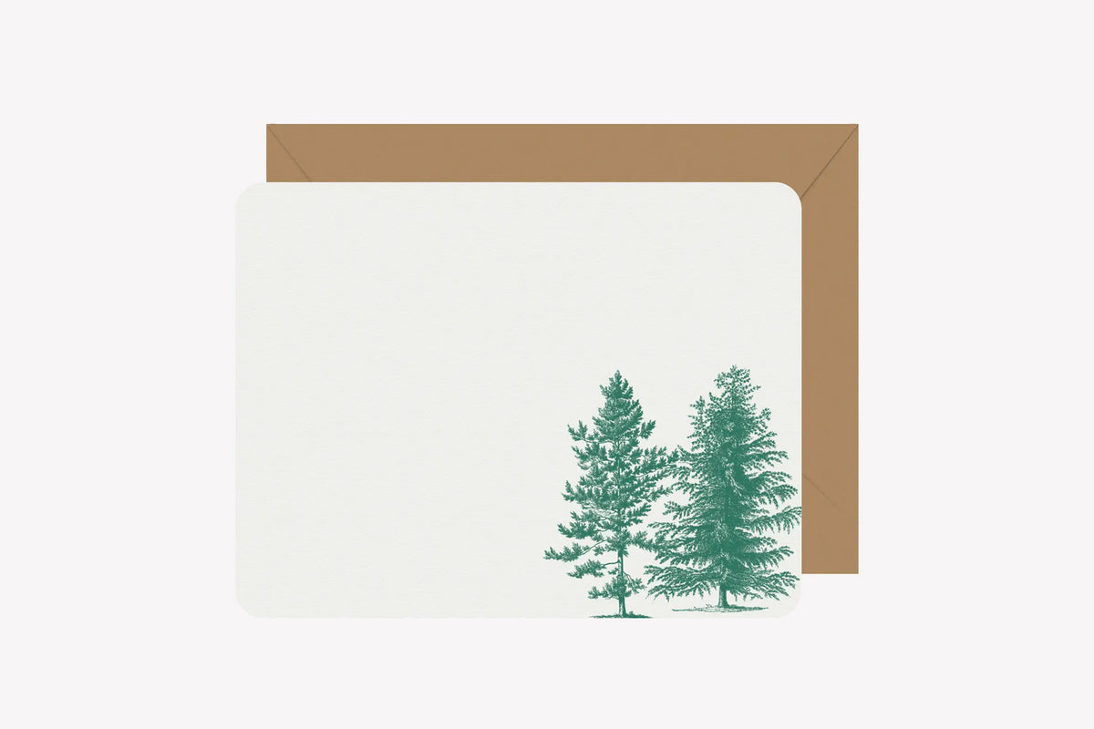 LETTERPRESS JESS Flat Notecards Boxed Set - Pine Trees – Phidon Pens