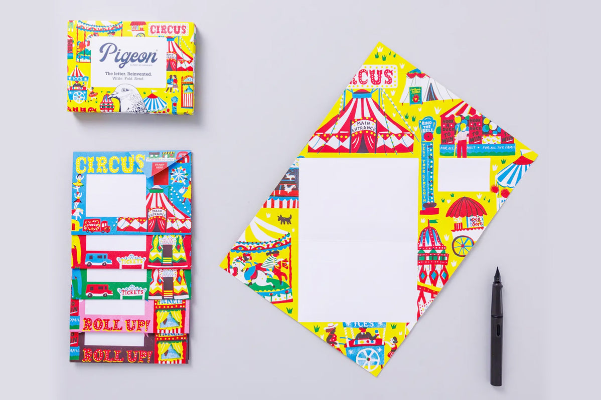 PIGEON Folded Writing Paper Set - Circus Pigeons – Phidon Pens