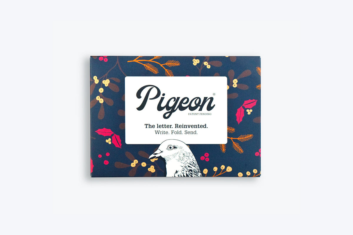 PIGEON Folded Writing Paper Set - Winter Berries Pigeons – Phidon Pens