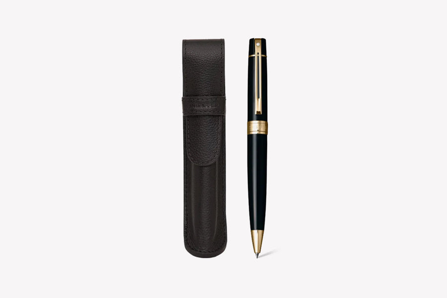 SHEAFFER 300 Ballpoint Pen & Pen Holder Set - Glossy Black/Gold ...