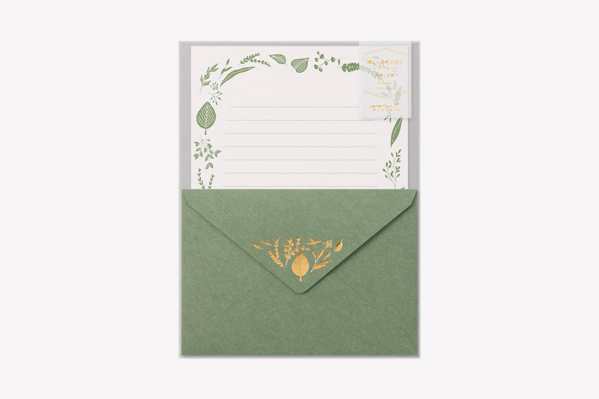 MIDORI Foil-Stamped Letter Writing Set - Leaves – Phidon Pens